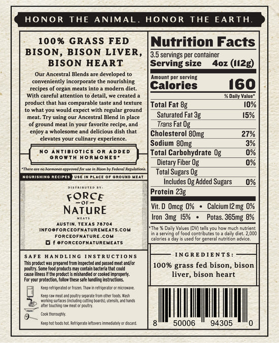 Grass-fed, Grass-finished Ground Bison Meat Ancestral Blend – Force of ...